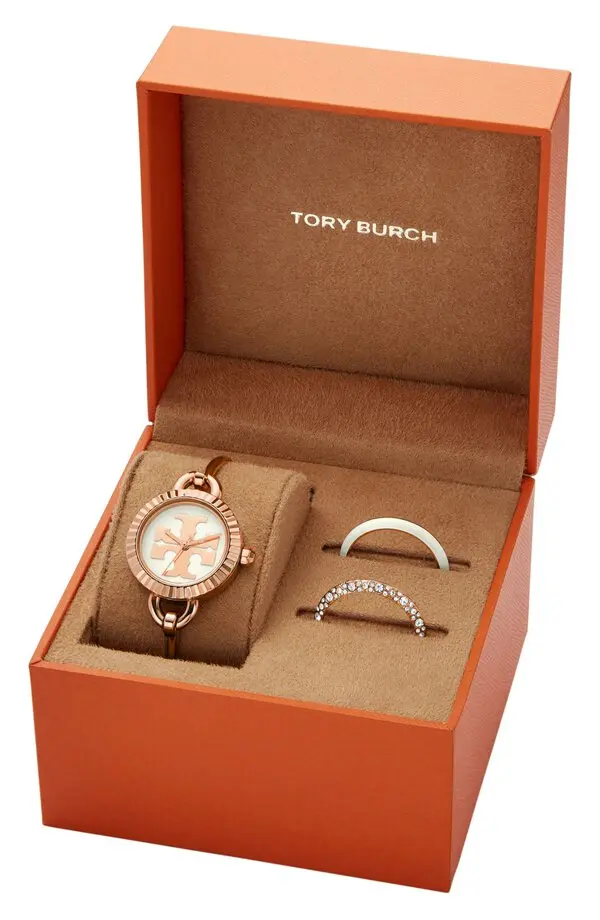 Tory Burch The Miller Bangle Watch Set - Rose Gold | Editorialist